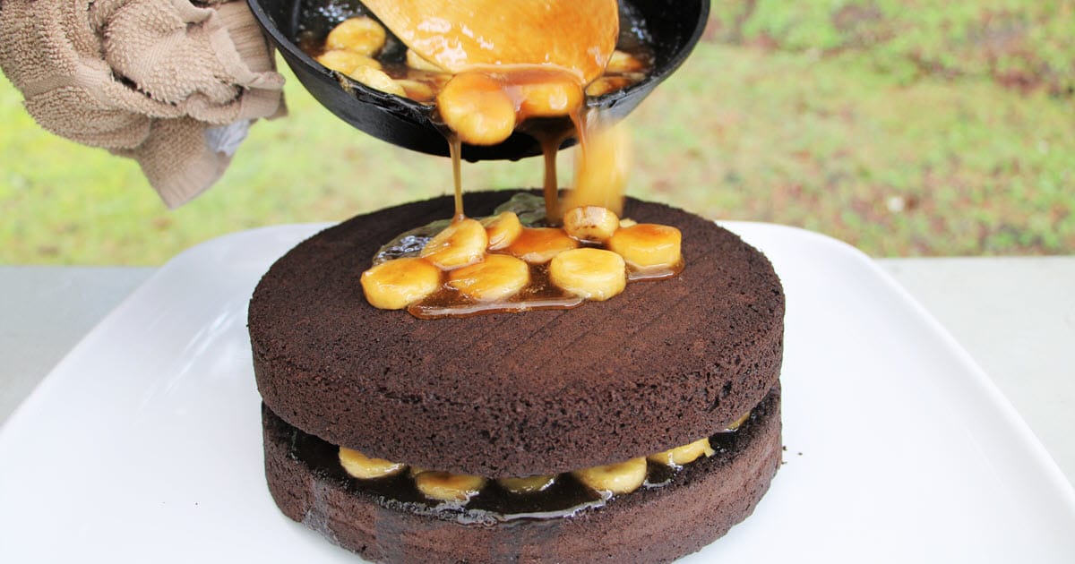 Chocolate Bananas Foster Cake | Bush Cooking