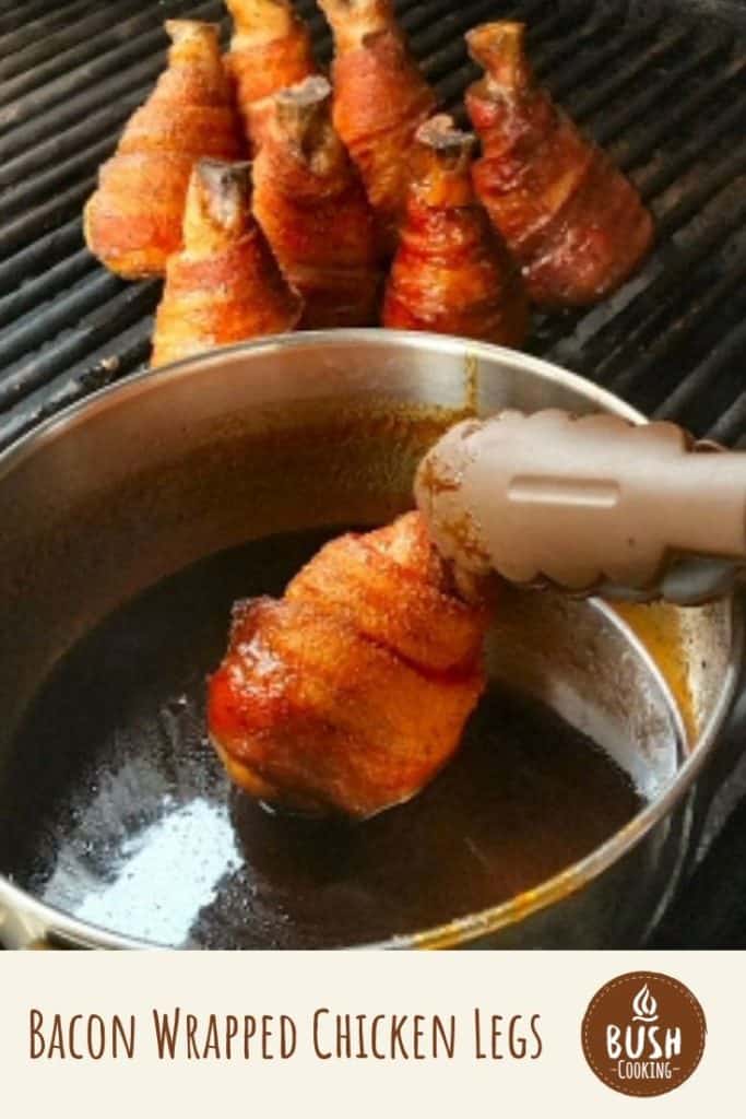 Bacon Wrapped Chicken Legs - Bush Cooking